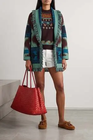 Alanui Jacquard Cardigan With Fringed Edges