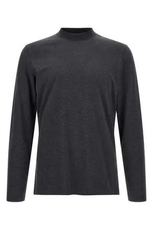 Brunello Cucinelli Pure Cotton Jersey Mock Neck T-shirt