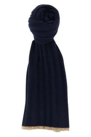 Brunello Cucinelli Ribbed Cashmere Knit Scarf - Blue