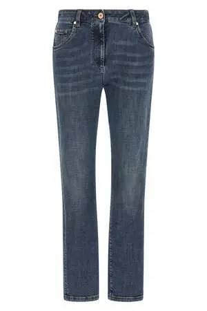 Brunello Cucinelli Denim Trousers With Monili Detail