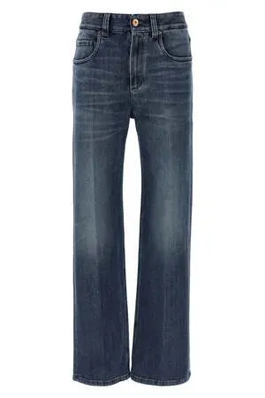 Brunello Cucinelli Loose Jeans With Embossed Leather Patch