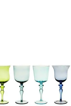 BITOSSI Set Of 6 Goblets 'assorted Shapes Blue/green Nuance