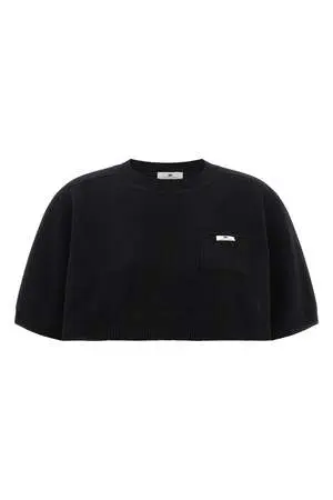 Elisabetta Franchi Cropped Sweater With Patch Pocket
