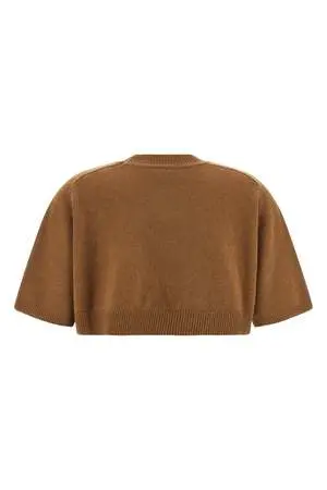 Elisabetta Franchi Cropped Sweater With Logo Pocket