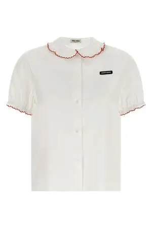 Miu Miu Cotton Shirt With Peter Pan Collar - Red