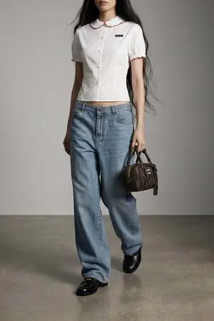 Miu Miu Cotton Shirt With Peter Pan Collar