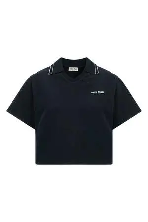 Miu Miu Cropped Sweatshirt With Contrasting Collar