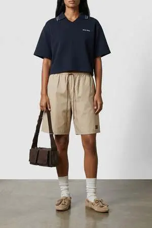 Miu Miu Cropped Sweatshirt With Contrasting Collar