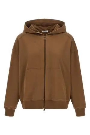 Brunello Cucinelli Hooded Sweatshirt 'shiny Trims - Brown