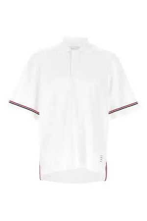 Thom Browne Polo Shirt With Concealed Placket - White