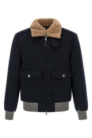Brunello Cucinelli Cashmere Beaver Bomber Jacket - Blue