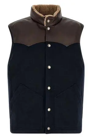 Brunello Cucinelli Wool Gilet With Leather Yoke