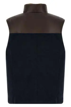 Brunello Cucinelli Wool Gilet With Leather Yoke