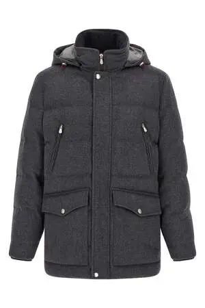 Brunello Cucinelli Membraned Wool Flannel Parka - Gray