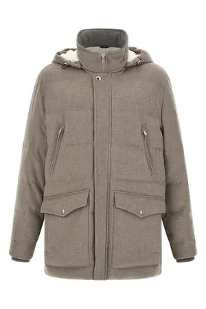 Brunello Cucinelli Membraned Wool Flannel Parka