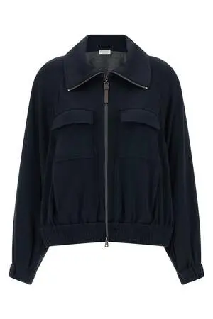 Brunello Cucinelli Shiny Zipper Pull' Sweatshirt - Blue