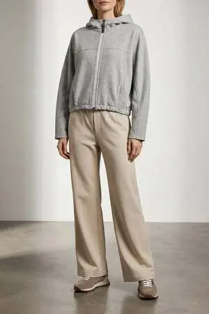 Brunello Cucinelli Shiny Zipper Pull' Cropped Hoodie