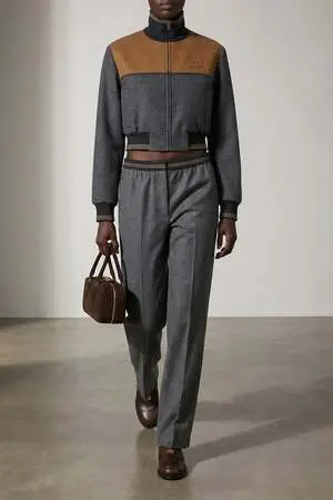 Miu Miu Wool Trousers With Embroidered Logo