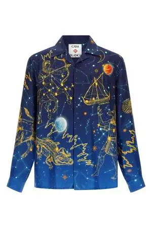 Casablanca Silk Shirt With Cuban Collar - Blue
