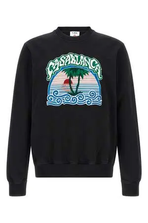 Casablanca Palm Tree Emblem' Embroidered Sweatshirt - Black
