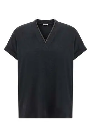 Brunello Cucinelli T-shirt With Monili V-neck