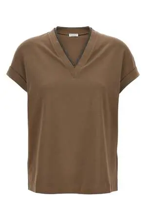 Brunello Cucinelli T-shirt 'monile - Brown