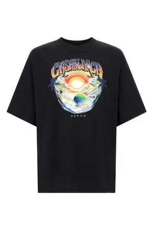 Casablanca Oversized T-shirt With Airspray Print - Black