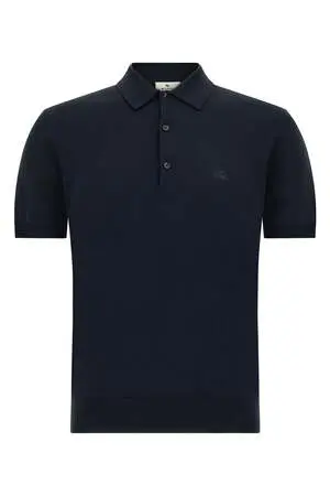 Etro Cotton Polo With Pegaso Embroidery - Blue