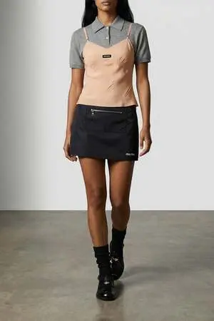Miu Miu Hybrid Top With Embroidered Logo