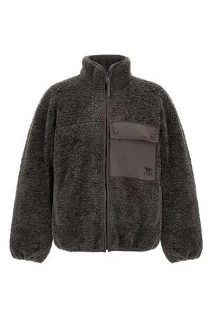 Maison Kitsuné Teddy Fleece Jacket With Contrast Pocket - Gray