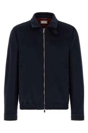 Brunello Cucinelli Wool Beaver Bomber Jacket - Blue