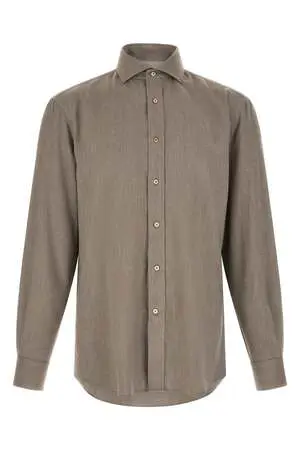 Brunello Cucinelli Cotton Blend Shirt With Spread Collar - Gray