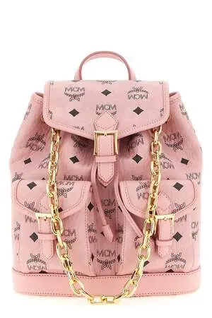 Mcm Aren Backpack With Gold-tone Hardware - Pink