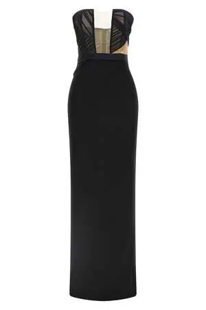 NENSI DOJAKA Dress 'corsetted Draped Maxi Dress - Black