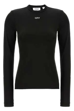 Off-White Top With Printed Logo - Black