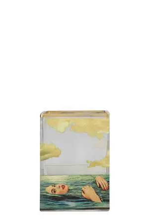 SELETTI Glass Vase Gold-tone Rim Detail - Multi
