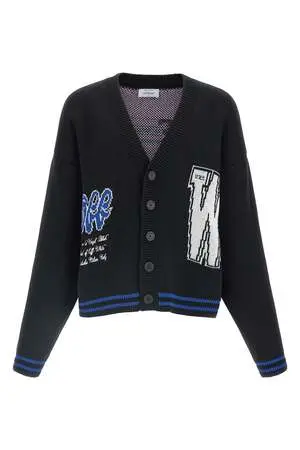 Off-White Cardigan With Intarsia Graphics
