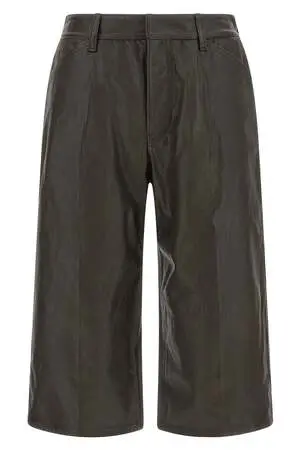 LEMAIRE Leather Bermuda Shorts - Brown