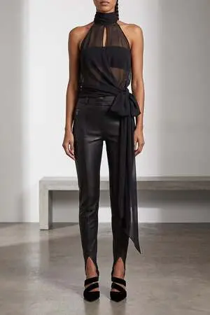 Balmain Leather Stirrup Trousers