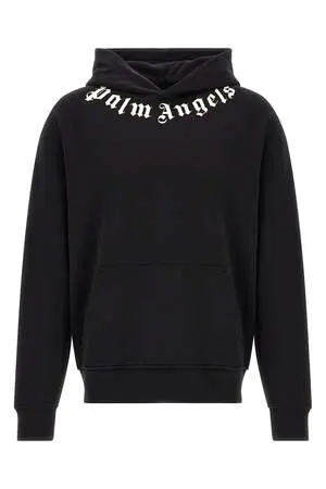 Palm Angels Hoodie With Curved Gothic Logo - Black