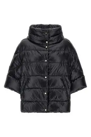 Herno Cape-style Puffer Jacket With Knit Cuffs