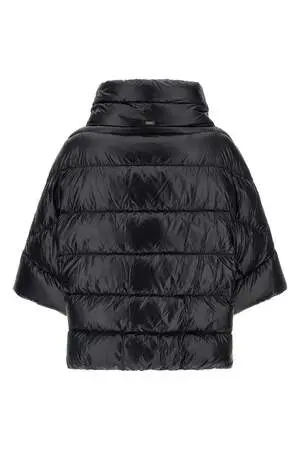 Herno Cape-style Puffer Jacket With Knit Cuffs