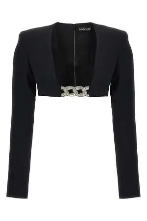 David Koma Top '3d Crystal Chain And Square Neck - Black