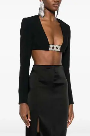 David Koma Top '3d Crystal Chain And Square Neck