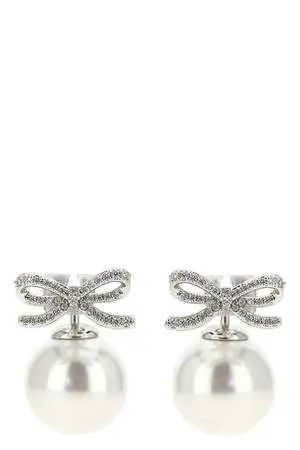 SELF-PORTRAIT Crystal Bow Earring - Silver
