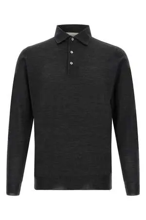 LARMERI STUDIO Fine-knit Polo Shirt - Gray