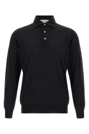 LARMERI STUDIO Finely Knitted Polo Shirt - Black