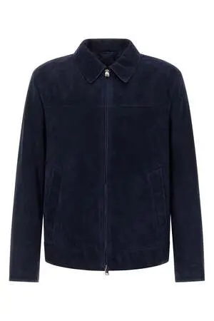 Brioni Suede Shirt Collar Blouson - Blue