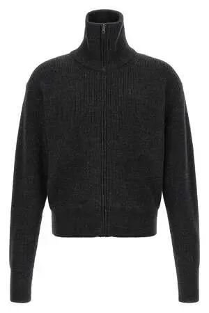 LEMAIRE Ribbed Wool Zipped Cardigan - Gray