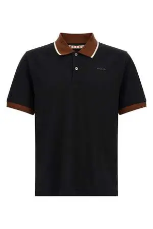 Marni Polo Shirt With Contrast Trims - Black